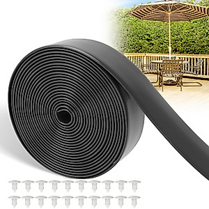 LukLoy 2" Wide Vinyl Straps for Patio Chairs Repair 20ft Long Patio Garden Furniture Replacement Straps with 20 Rivets, Black