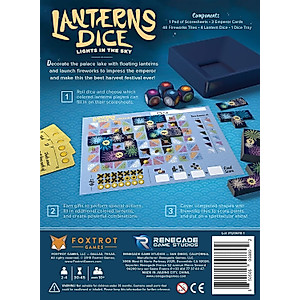 Lanterns Dice - Lights in The Sky, Card Dice Board Game 2-4 Players, 30-45 Min, Ages 10 and Up, Decorate The Palace Lake with Floating Lanterns to Impress The Emperor, Score Points for Best Festival