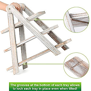 MHM 3 Tier Serving Tray Farmhouse Rustic Gray Wooden 3-Tier Serving Tray - 3 Tier Cupcake Stand Collapsible White Grey Rustic Serving Tray for Parties and Picnics