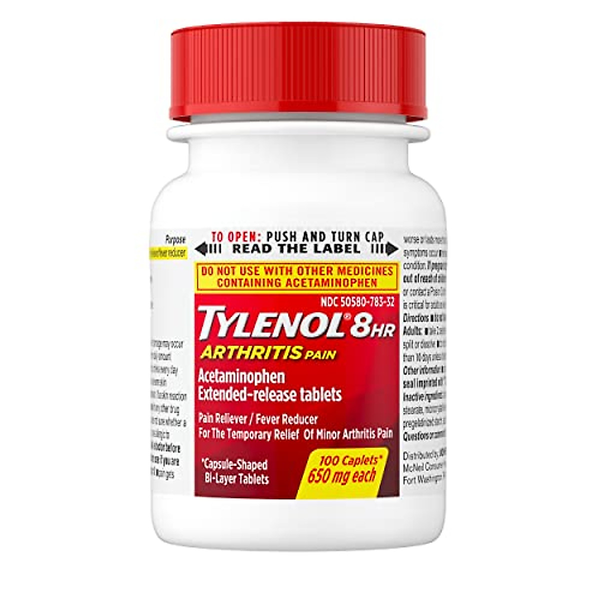 Tylenol 8 Hour Arthritis & Joint Pain Acetaminophen Caplets, 100 Count