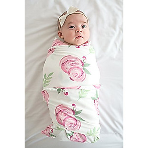 Copper Pearl Large Premium Knit Baby Swaddle Receiving Blanket Floral Grace