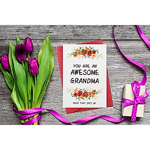 WaaHome Funny Mothers Day Card for Grandma Grandmother Nana, You Are An Awesome Grandma Mothers Day Gifts Card from Grandchildren, Grandma Nana Gift Card for Mothers Day Christmas Birthday