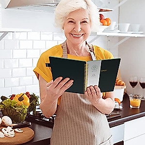 Alltree Recipe Book to Write in Your Own Recipes, Sprial Personal Blank Recipe Book, Blank Recipe Notebook with 15 Tabs for Family Cooking Lover, 120 Pages Recipe Organizer, Black(5.5"x8.5")