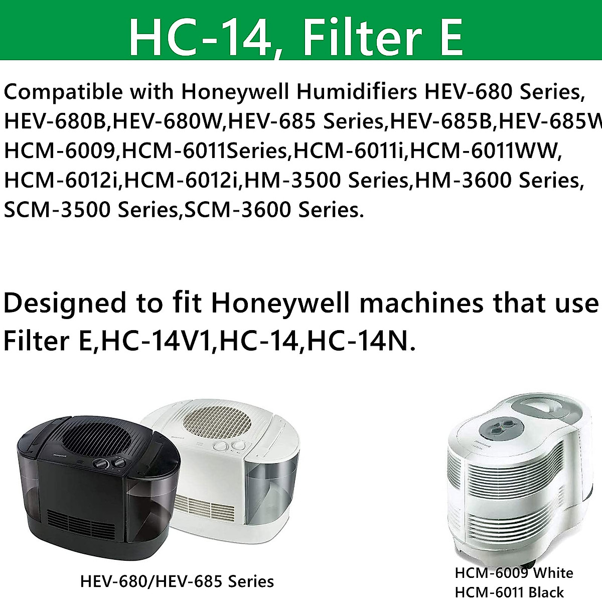 getalong Humidifier Filters HC-14 Replacement Wicking Filter E Compatible for Honeywell HC-14V1 HC-14 HC-14N HCM-6009-3 Pack
