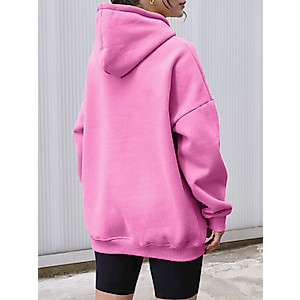 AUTOMET Womens Oversized Hoodies Fleece Sweatshirts Hooded Pullover 2024 Fashion Fall Clothes Trendy Outfits Winter Sweater Pink