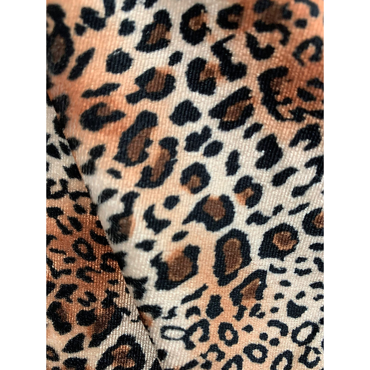 Dana Black Brown Rust Leopard Pattern Polyester Stretch Velvet Fabric for Bows, Top Knots, Head Wraps, Scrunchies, Clothes, Costumes, Crafts