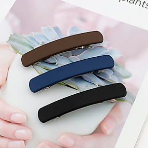ATODEN Hair Claw Clips for Women - 3Pcs Matte Barrettes for Thin Fine Hair, 3.54" Flat Pins, French Clips for Short Medium Hair, Hair Accessories Gifts