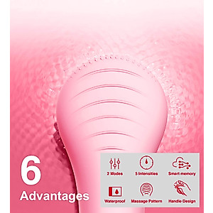 NågraCoola CLIE Facial Cleansing Brush, Waterproof and Rechargeable Electric Face Scrubber for Men & Women, Exfoliating, Massaging, and Cleansing - Pink