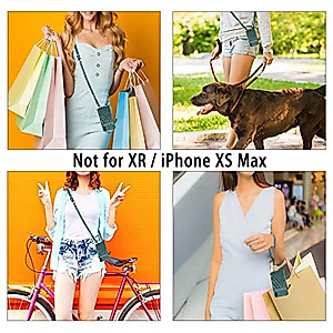 MONASAY Zipper Wallet Case for iPhone X/XS,[Glass Screen Protector ][RFID Blocking] Flip Leather Handbag Phone Cover with Card Holder & Detachable Crossbody Shoulder Lanyard Strap, Light Green