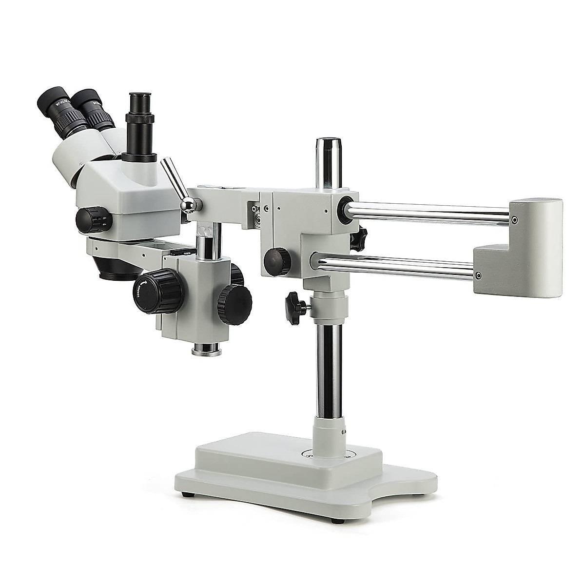 Swift S7 3.5X-90X Professional Simul-Focal Trinocular Stereo Zoom Microscope with WH10x Eyepieces, 0.7X-4.5X Objective,144 LED Ring Light, Double Arm Boom Stand, Includes 0.5X and 2.0X Barlow Lens