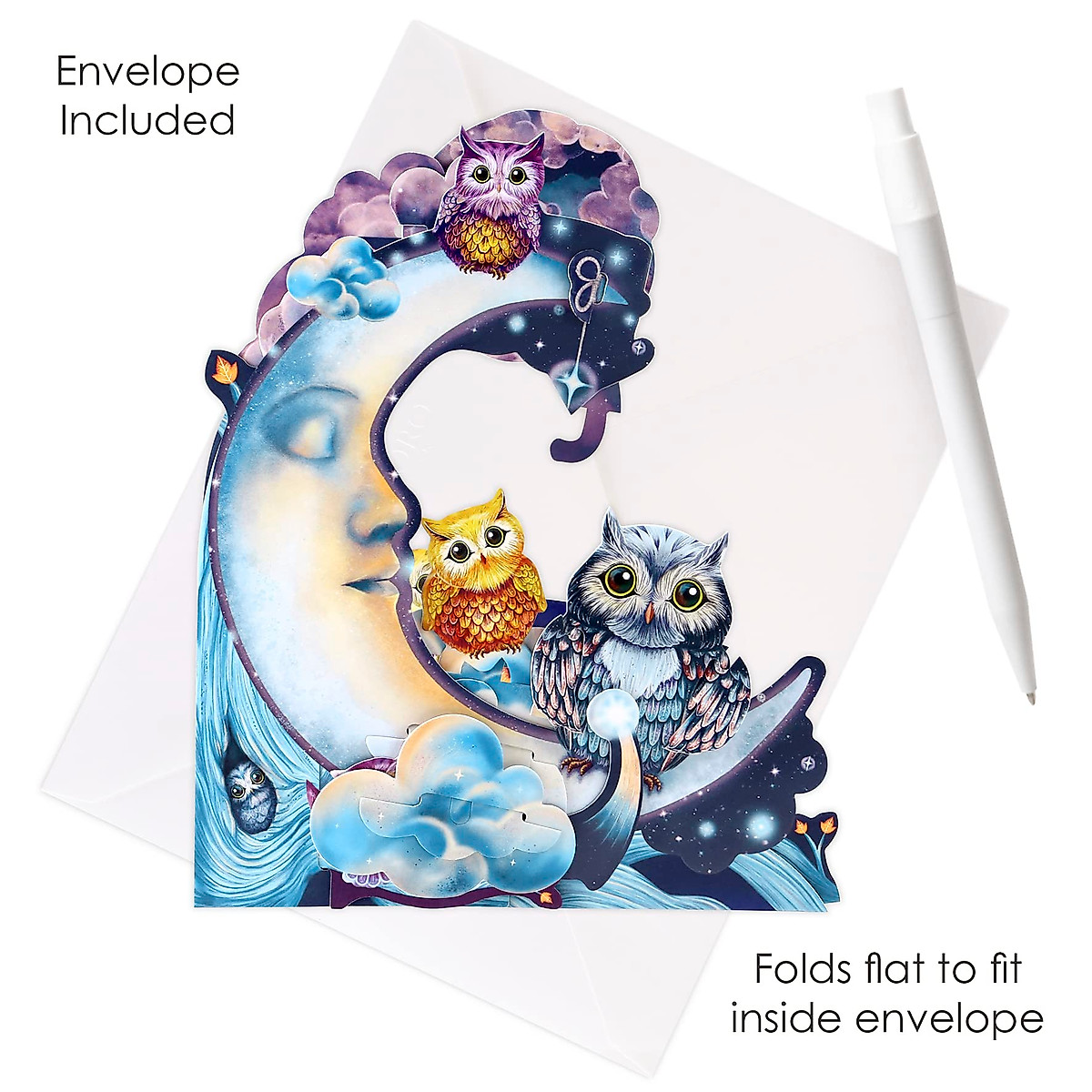 Santoro Pendulum, 3D Pop Up Greeting Card - Owls - Birthday Card for Him, for Her, for Kids, Birthday