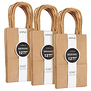 Juvale Small Kraft Party Favor Gift Bags with Handles for Birthday (8.5 x 5.25 in, 36 Count)