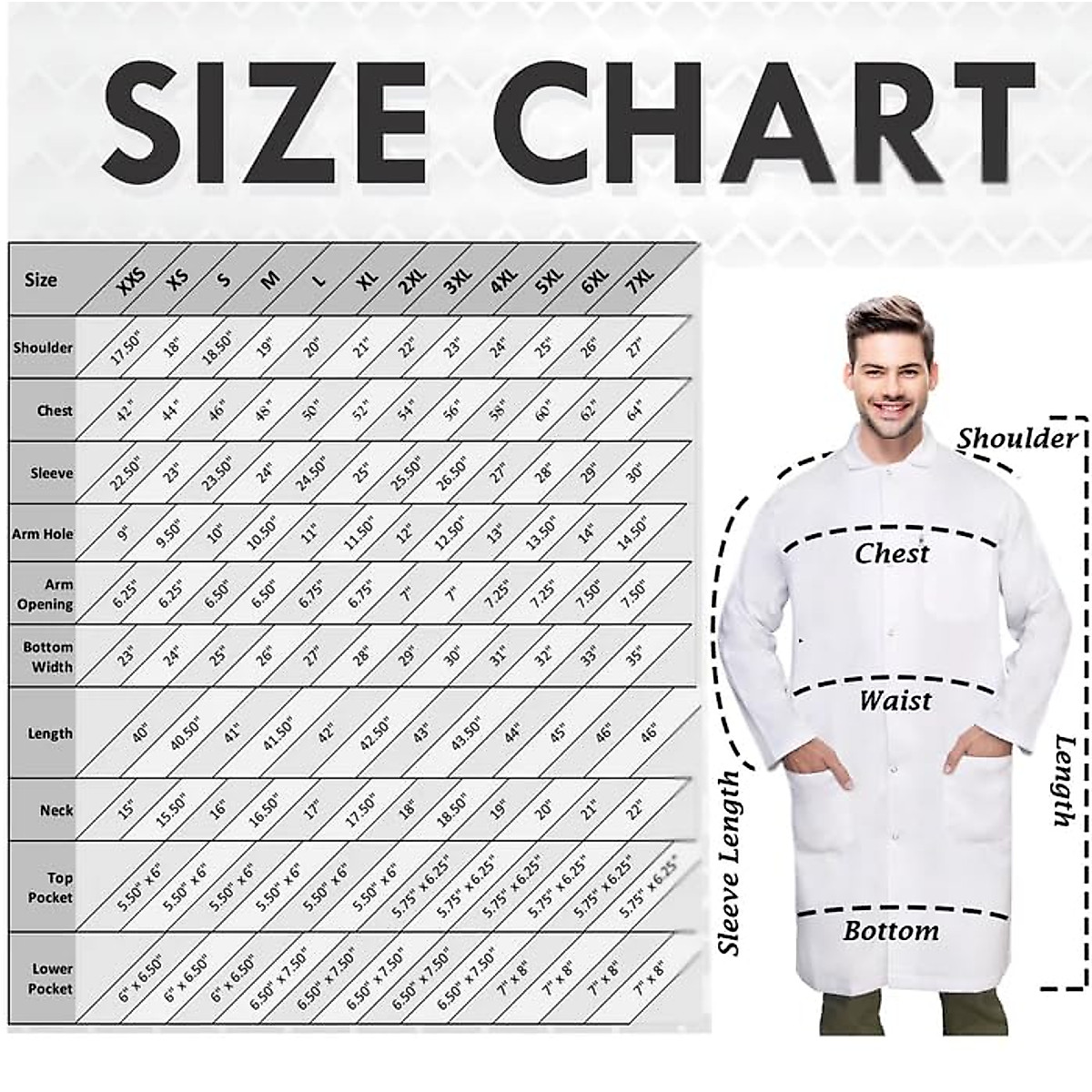 DR Uniforms Unisex Lab Coats, 100% Cotton - Snap Buttons - Sanforized to Control Shrinkage - White Laboratory Coats (X-Large)