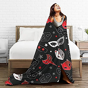 Ultra-Soft Micro Fleece Flannel Throw Blankets,Lightweight Air Conditioning All Season Fuzzy Plush Blanket Persona 5 Masks Pattern for Bed/Couch/Sofa/Chair/Dorm/Travel 50"X40"