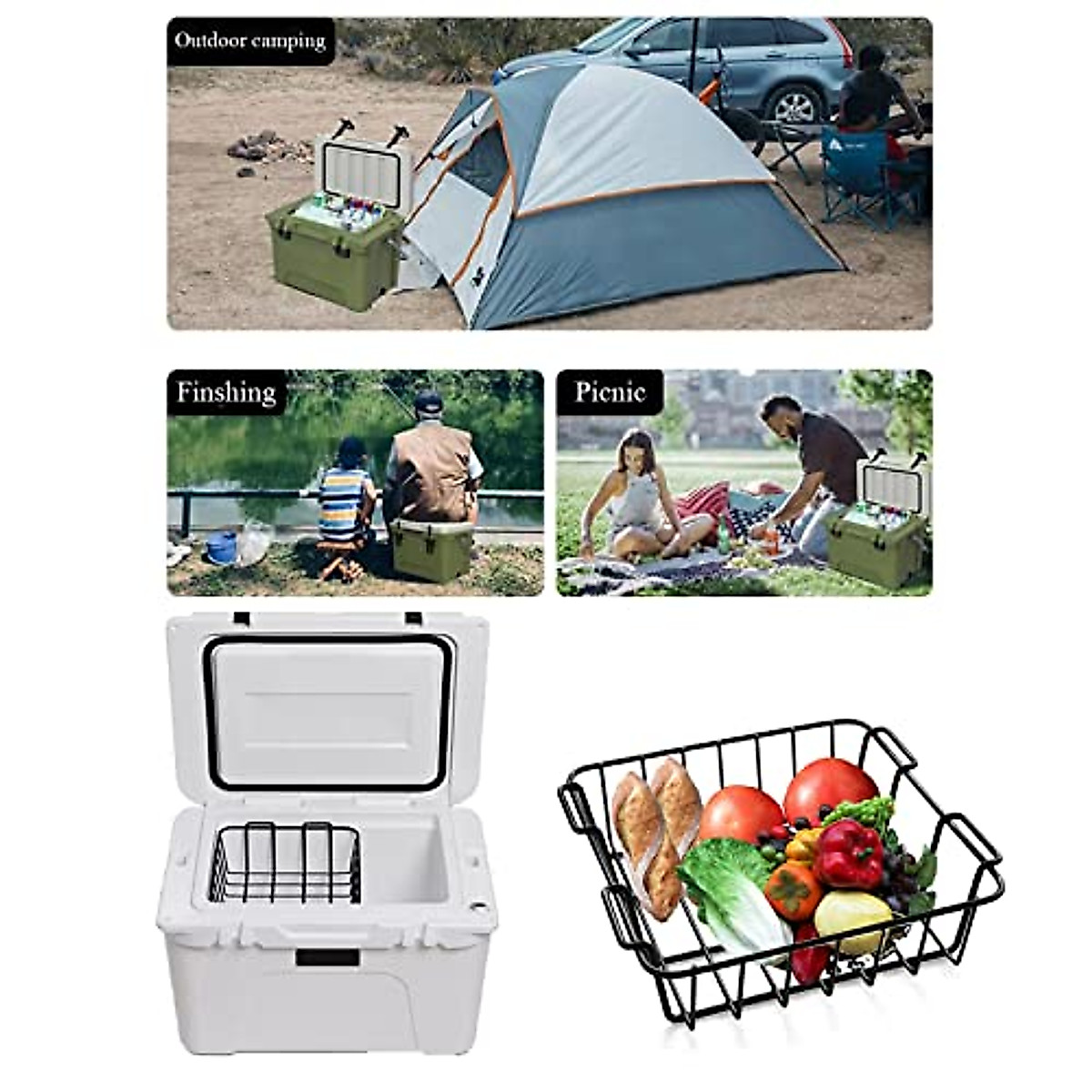 Cooler Basket Compatible with YETI Tundra 50 or 65, Dry Goods Trays Compatible with Cabela's 60QT, Igloo 52QT, Ozark Trail 52QT,Pelican Elite (45 & 70) etc