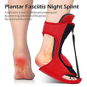 Runkelai Plantar Fasciitis Night Splint: 2 Packs Upgraded Brace with Support Plate for Plantar Fasciitis Relief Achilles Tendonitis Relief Foot Drop Heel Arch Pain Support for Women Black-Red 5