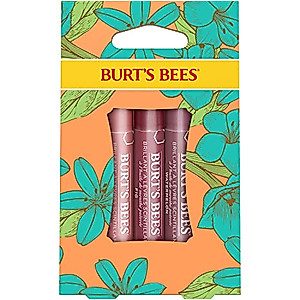 Burt's Bees Lip Balm Easter Basket Stuffers, 3 Nourishing Lip Care Shimmers for All Day Glow, Kissable Color Spring Gift Set -Peony, Fig & Rhubarb (Packaging May Vary)