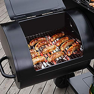 Royal Gourmet CC2036F Charcoal Grill with Offset Smoker Burch BBQ Barrel Grill and Smoker Combo, 1200 Square Inches for Large Event Gathering Patio and Backyard Cooking, Black