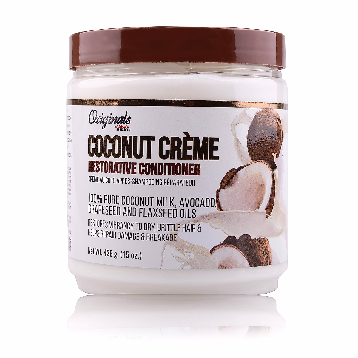 Africa's Best Originals by Crème Restorative Hair Conditioner Restores Vibrancy to Dry Brittle Hair Repairs Damage and Breakage 15 oz, green, coconut, 1 Count