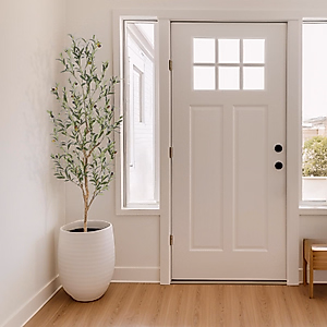 Bellacat Faux Olive Tree 6ft，Olive Trees Artificial Indoor with Natural Wood Trunk and Realistic Leaves and Fruits. 6 Feet(72in) Fake Olive Tree for Home House Office Décor.