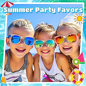 Joycover Kids Sunglasses Bulk, 24 Pack Kids Sunglasses Party Favor, Translucent Sunglasses for Kids with UV400 Protection, Graduation Party Supplies, Beach, Pool Party Favors, Party Favor for Kids 4-8