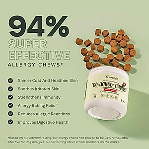 Dog Allergy Relief Chews, Grain-Free Allergy Supplements for Dogs, Immune Support with Omega 3 Fish Oil, Vitamin C & Probiotics, Chicken Flavor, 120 Soft Dog Allergy Chews for Itching & Paw Licking