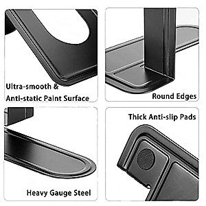 Book Ends, Heavy Duty Bookends to Hold Books, Metal Bookends for Home Office Decorative, Book Ends for Heavy Books/Movies/CD, Black 6.5 x 5 x 5.7 INES, 7 Pairs/ 14 Pieces