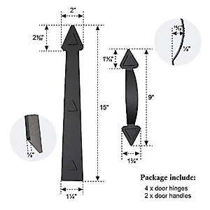 WINSOON Magnetic Decorative Garage Door Carriage Accents Hardware Kit, 1 Set of House Garage Faux Hinges & Handles, Screw in, Curb Appeal Decor, Black