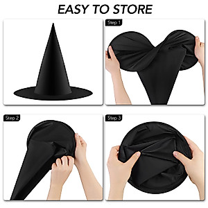 ADXCO 10 Pieces Halloween Black Witch Hat Wizard Hats with 10 Pack Halloween Spider Web Decorations and 109 Yards Hanging Rope for Halloween Party Supplies Halloween Indoor & Outdoor Decorations