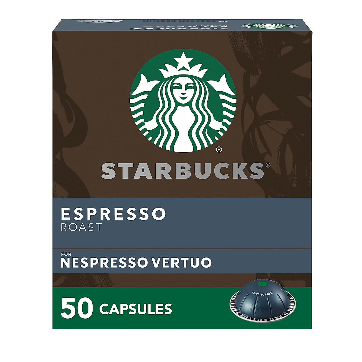 Starbucks by Nespresso Dark Roast Espresso (50-count single serve capsules, compatible with Nespresso Vertuo Line System)