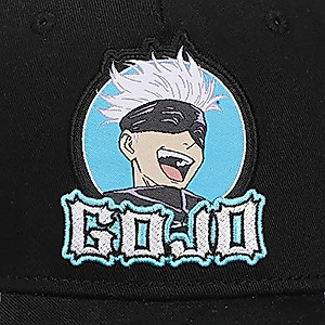 Jujutsu Kaisen Gojo Men's Black & White Baseball Cap with Light Blue Underbill
