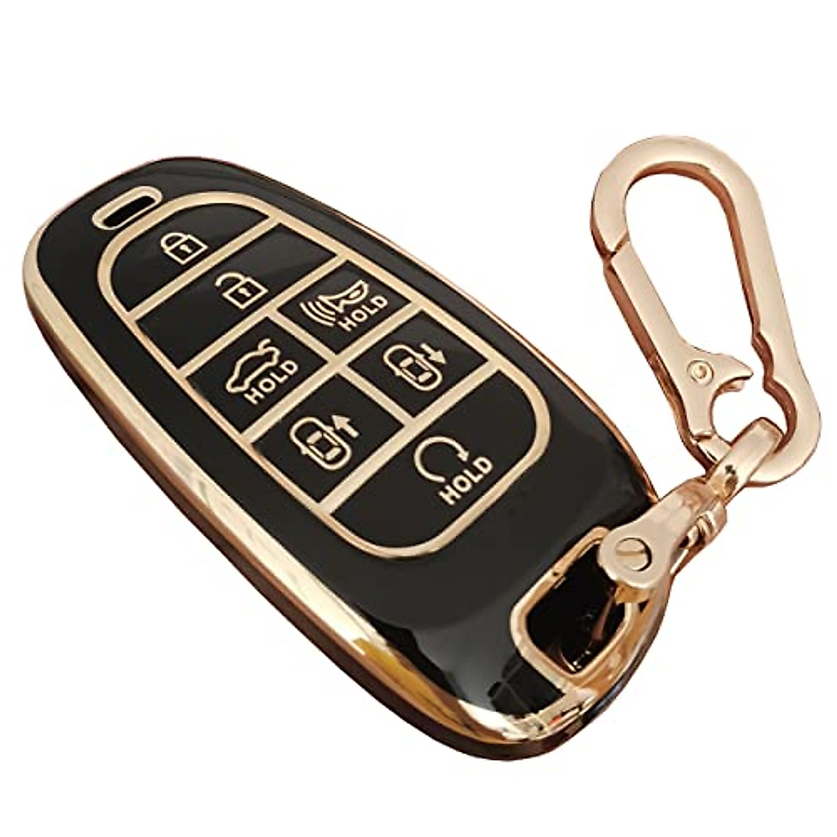 BINOWEN for Hyundai Key Fob Case Cover, TPU Key Fob Shell Protector Case Keyless Remote Smart Key Holder Fits for Hyundai Sonata Santa fe Tucson (Black)