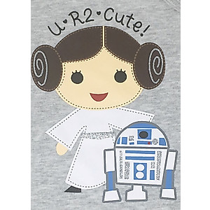STAR WARS C-3PO Princess Leia Chewbacca R2 D2 Newborn Baby Girls Bodysuit and Romper Grey 0-3 Months