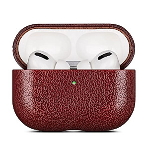 Haobobro Handcrafted AirPods Pro Leather Case Cover | Only Compatible with AirPods Pro (1st Gen) - Top Grain Leather AirPods Pro 1st Generation Case | Not for AirPods Pro (2nd Gen) - Brown