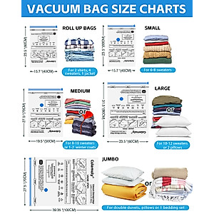 Colemoly Vacuum Storage Bags 18 Pack Space Saver Bag Vacuum Seal Bags for Clothing Travel Moving Blankets Pillows Storage and Organization (5 Jumbo/ 5 Large/ 4 Medium/ 4 Small)