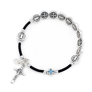 Miraculous Beads Rosary Bracelet with Cross (Blue)
