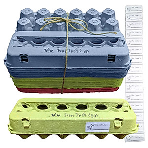 Narrow Gate 15PCS Egg Cartons - Multi Colored Eggs Carton for Fresh Farm Chicken Eggs - Reusable Paper Cardboard 12-Count Egg Holder - Bulk Chicken or Duck Egg Box (Green/Pink/Blue)