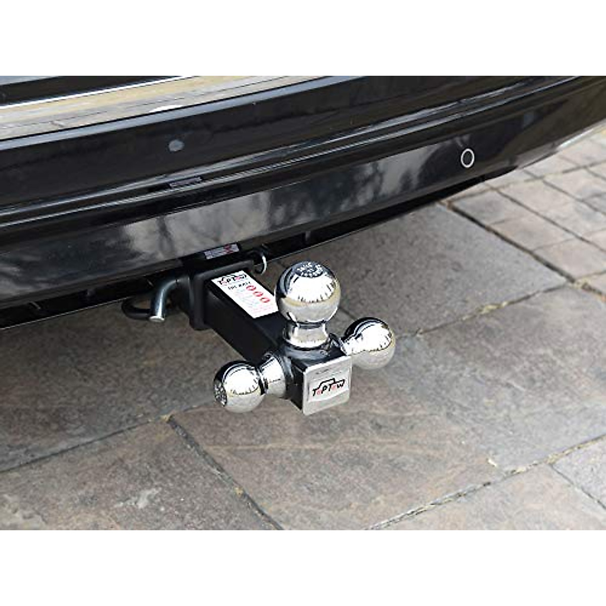 TOPTOW 64173HP Trailer Hitch Tri Ball Mount with 5/8 inch Hitch Pin, Chrome Balls, Fits for 2 inch Hitch Receivers, Hollow Shank…