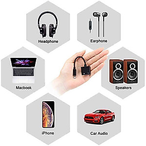 MFi Certified] Lightning to 3.5 mm Headphone Jack Adapter for iPhone, 2 in 1 Lightning to 3.5mm AUX Audio Charger Splitter Compatible with iPhone 14 13 12 11 XS XR X 8 7 Audio Earphone Adaptor