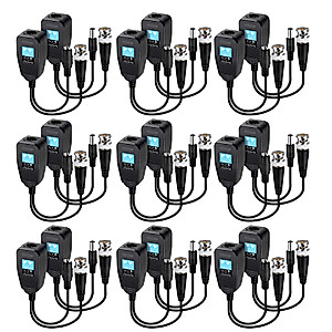DeguangXin Passive Video Balun 12 Pairs HD-CVI/TVI/AHD Passive Video Balun with Power Connector and RJ45 CAT5 Data Transmitter BNC Twisted Pair