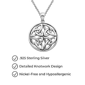 Amazon Essentials Sterling Silver Celtic Triquetra Trinity Knot Medallion Pendant Necklace, 18' (previously Amazon Collection)