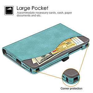 Fintie Case for Samsung Galaxy Tab A 8.0 2019 Without S Pen Model (SM-T290 Wi-Fi, SM-T295 LTE), [Corner Protection] Multi-Angle Viewing Stand Cover with Pocket, Turquoise/Brown