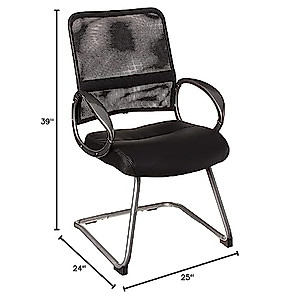 Boss Office Products Mesh Back Guest Chair with Pewter Finish in Black, 250 lb.