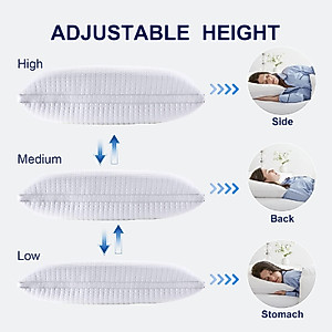 JOLLYVOGUE King Size Pillows Set of 2,Luxury Hotel Down Alternative Sleeping Bed Pillows with Adjustable Soft Plush Fiber Fill, King Pillows for Back, Stomach, Side Sleepers-20 x 36"