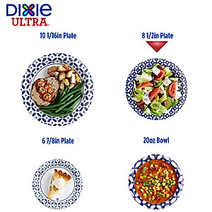 Dixie Ultra Disposable Paper Plates, 8 ½ inch, Lunch or Light Dinner Size Printed Disposable Plates, 300 count (10 Packs of 30 Plates), Packaging and Design May Vary