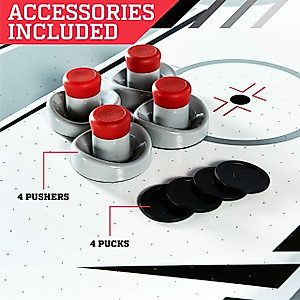 ESPN Sports Air Hockey Game Table: 84 Inch Indoor Arcade Gaming Set with Electronic Overhead Score System, Sound Effects, Multi (AWH084_188E)