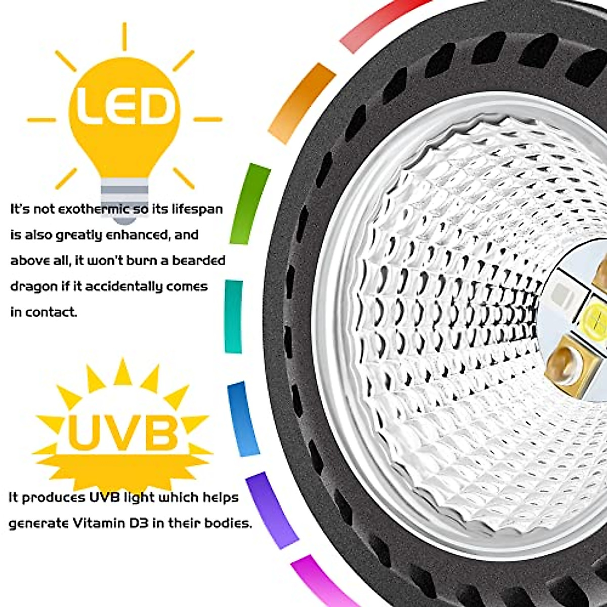 NEPTONION High Intensity UVB Reptile Bulb, UVB 10.0 Reptiles Bulb, LED 5W UV Light Bulb, UVB Compact Fluorescent Lamp, Suitable for Desert Reptiles (E27,110V)