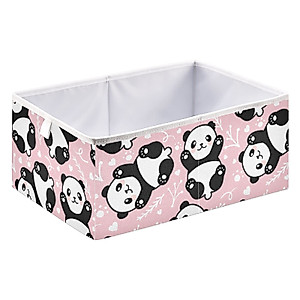 Emelivor Cute Cartoon Panda Cube Storage Bin Foldable Storage Cubes Waterproof Toy Basket for Cube Organizer Bins for Nursery Toys Kids Books Closet Shelf Office - 11.02x11.02x11.02 IN