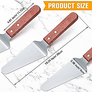 20 Packs Wood Handle Pizza Pie Server Stainless Steel Pizza Spatula Server Non Slip Triangular Spade Spatula Easy to Grip Pie Spatula Cutter Pie Knife Cake Serving Utensils for Desserts Pizza Cake