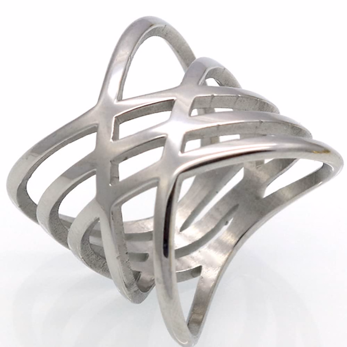 Jude Jewelers Stainless Steel Waved Braided Plain Wrap Promise Statement Party Ring (Silver, 8)